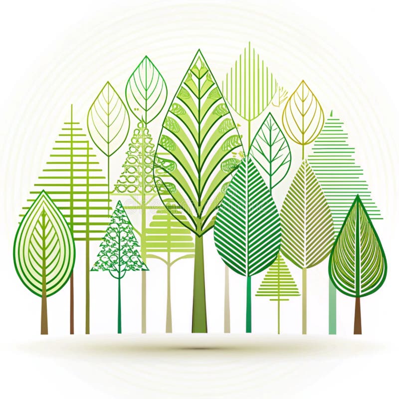 Abstract Forest with Linear Trees Stock Illustration - Illustration of ...