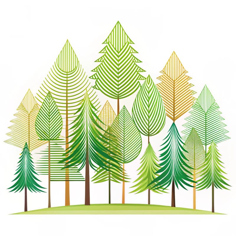 Abstract Forest with Linear Trees Stock Illustration - Illustration of ...