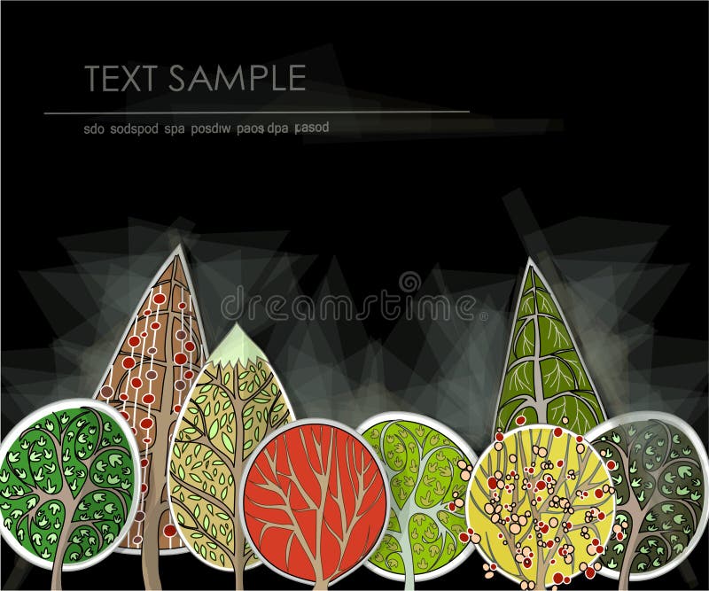 Abstract Forest Made of Watercolour Effects, Trees in Park Illustration ...