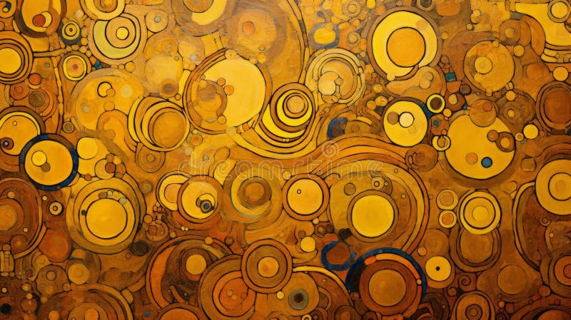 An Abstract Forest Scene with Golden Swirling Patterns, Stylized Trees ...