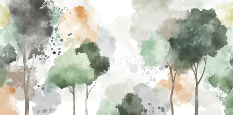 An Abstract Forest Scene. a Forest View in Watercolor Stock Image ...