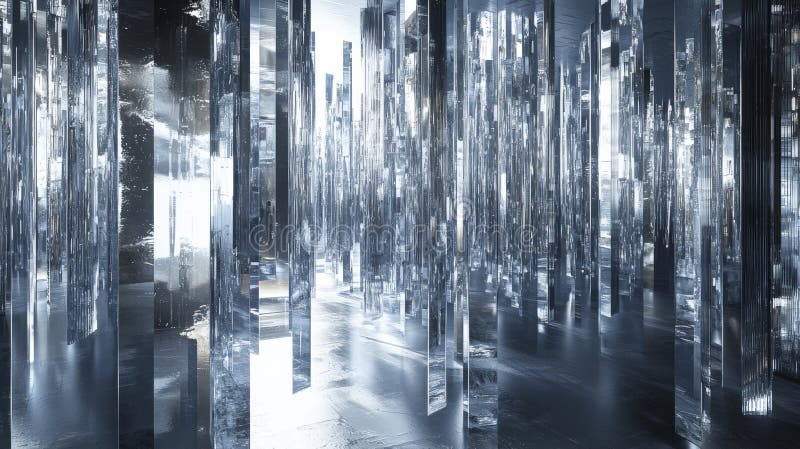 Abstract Forest of Vertical Beams Swaying Digital Art Installation ...
