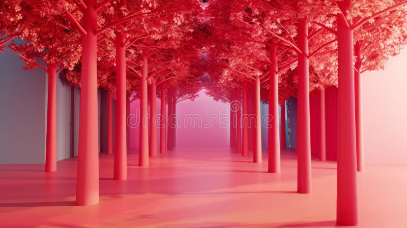 Abstract Forest Vibrant Red Trees Surreal Lighting Stock Photos - Free ...