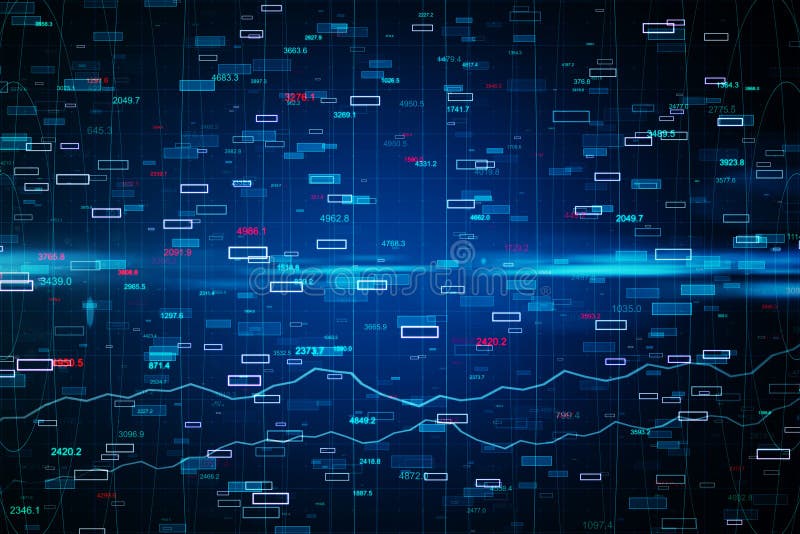 Abstract Red Forex Chart on Night City Backdrop. Crisis and Collapse ...
