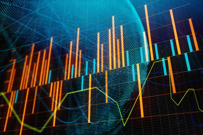 Abstract Forex Chart Texture with Map Stock Illustration - Illustration ...
