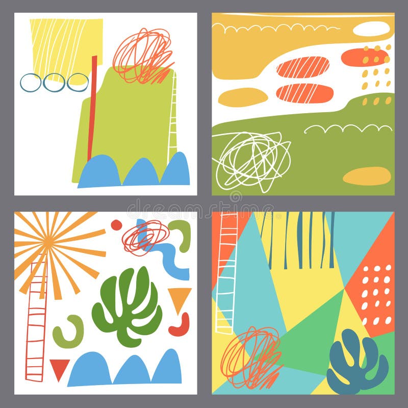 Abstract Form and Colors Designs Vector Set Stock Vector - Illustration ...