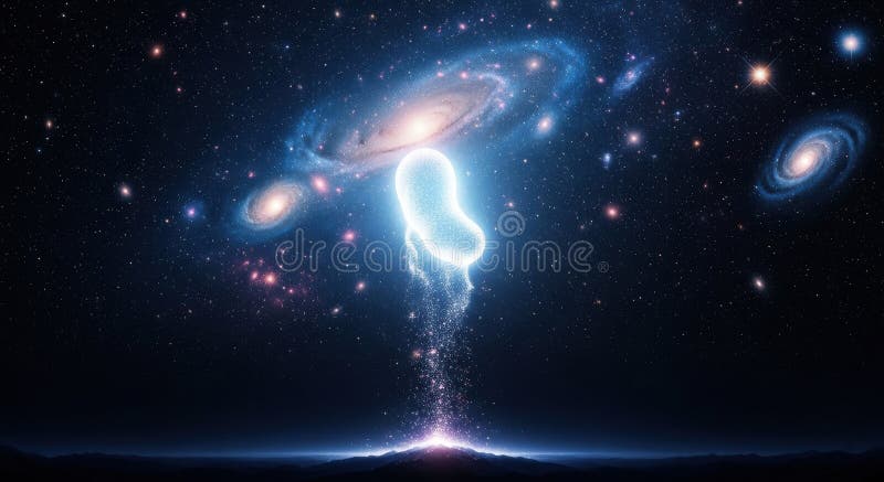 Abstract Form in Cosmos with Galaxy and Starlight Stock Illustration ...