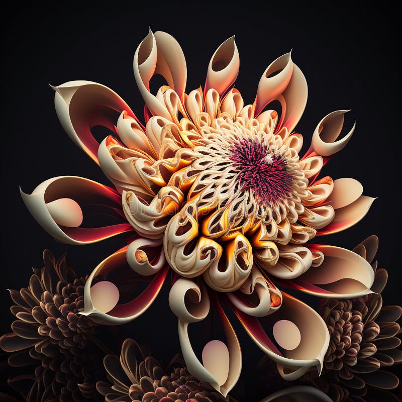 An Abstract Form Dahlia Flower Sculpture Illustration, Generative Ai ...