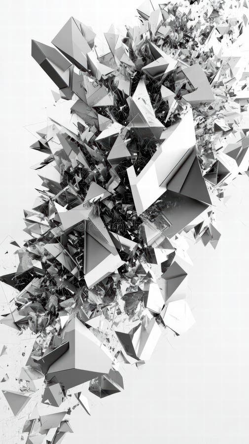 Abstract Form Explodes into Geometric Shards with Digital Art Theme ...
