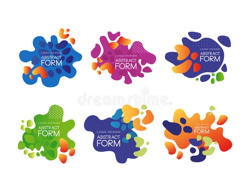 Abstract Form Logo Design with Colorful Fluid Shapes Vector Set. Stock ...
