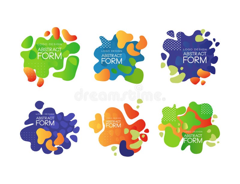 Abstract Form Logo Design with Colorful Fluid Shapes Vector Set. Stock ...