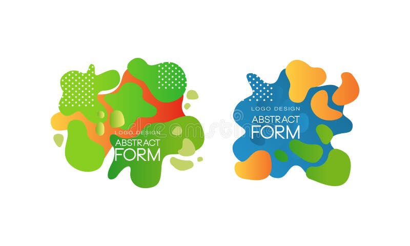 Abstract Form Logo Design Set, Bright Dinamic Shapes, Modern Splash ...