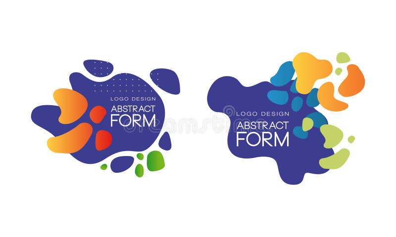 Abstract Form Logo Design Set, Modern Bright Geometric Liquid Shapes ...