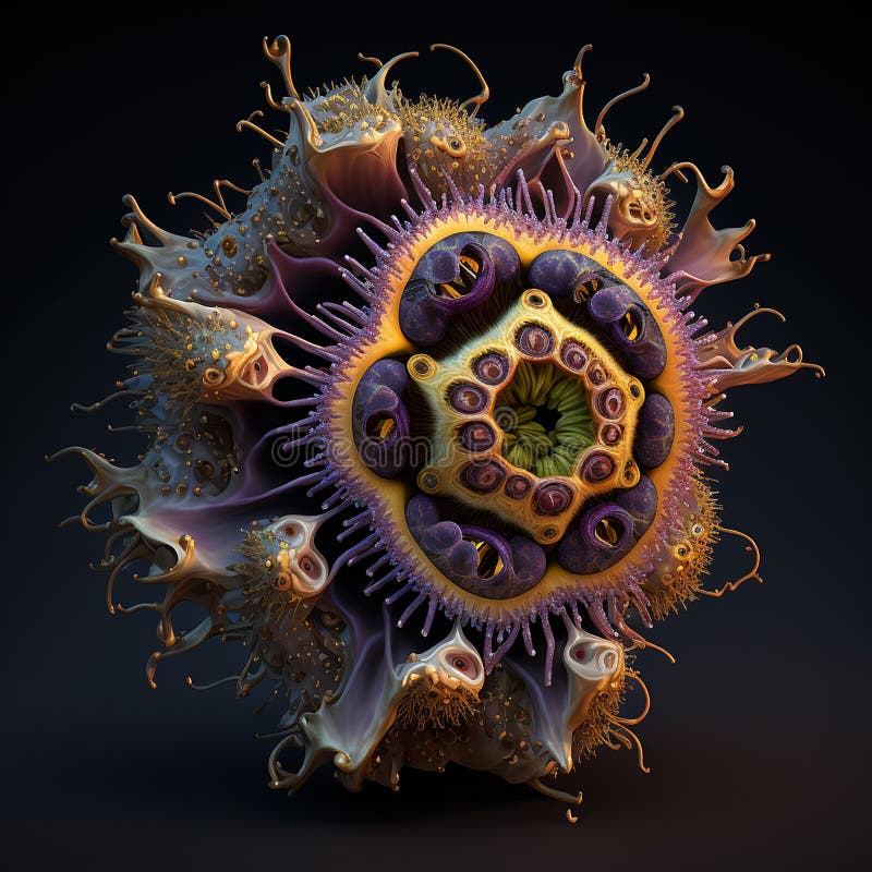 An Abstract Form Passionfruit Flower Sculpture Illustration, Generative ...