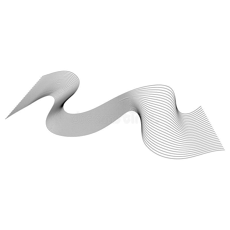 Abstract Form of Smoke Flowing Matter. Vector Elements on a Black ...