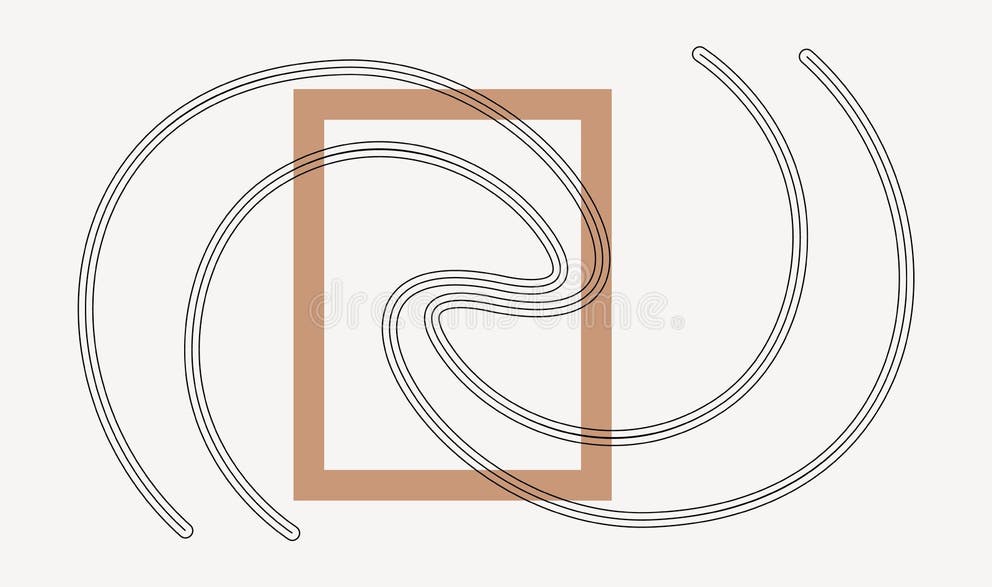 Abstract Forms with Curved Lines and Rectangle, Earth Colors Stock ...