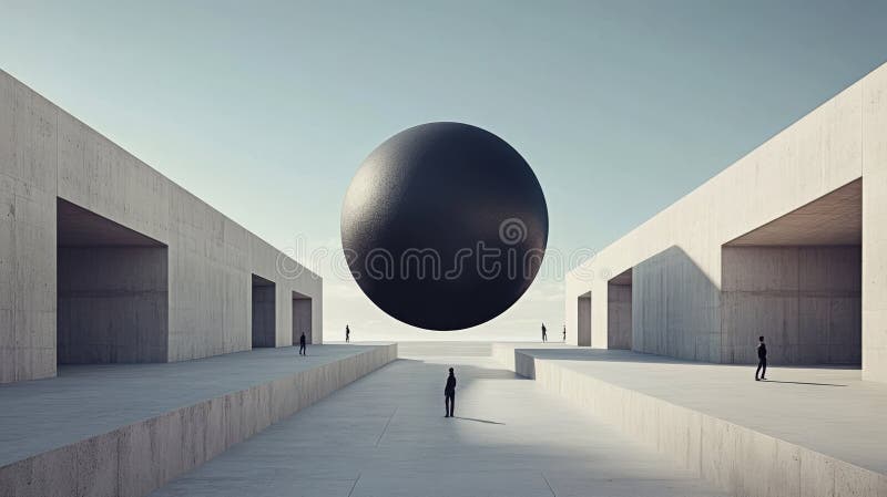 Abstract Forms Set within a Solid Geometric Structure Stock Image ...