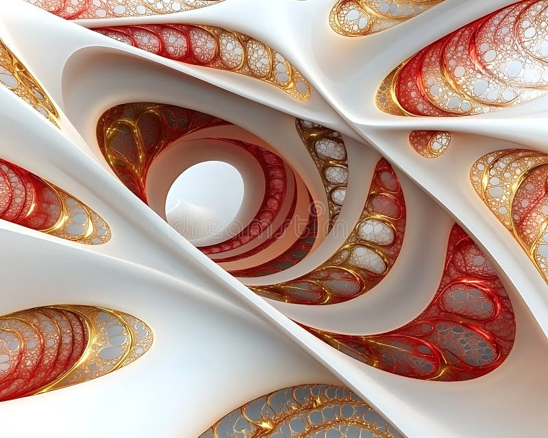 Abstract Forms White, Gold, Red, Curving Shapes Stock Photo - Image of ...