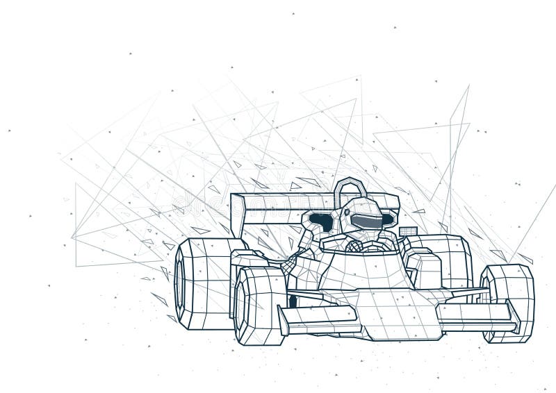 Abstract Formula One Low Poly Wireframe Stock Vector - Illustration of ...