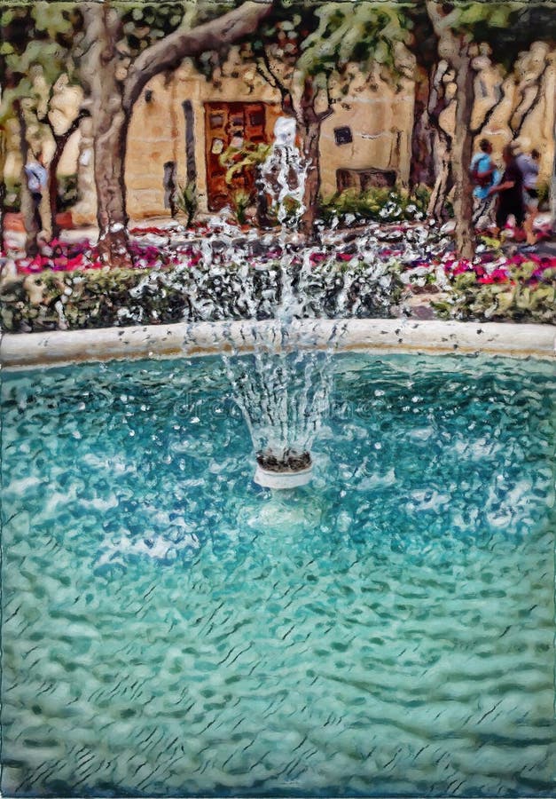 Abstract Fountain in Summer Stock Illustration - Illustration of ...