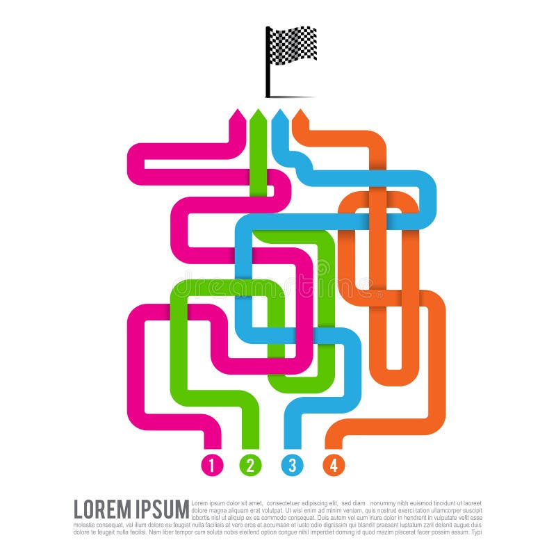 Abstract Four Color Path Competition Solution Way Road Target To Stock ...