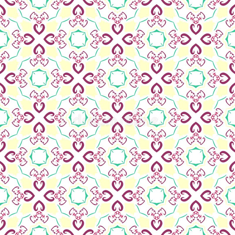 Abstract Four Color Seamless Repeated Pattern Design on White ...