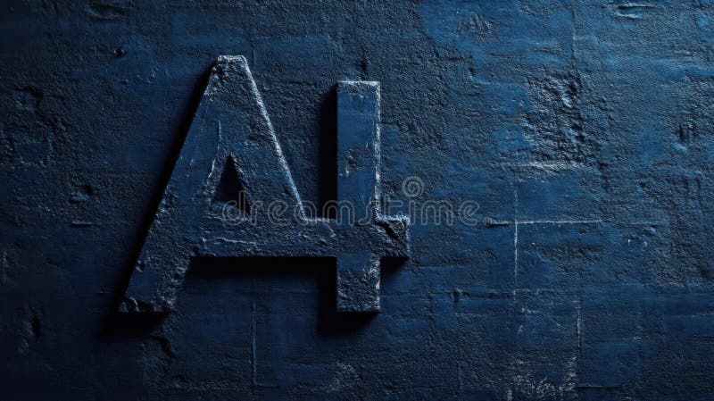 Abstract Four Digit on Textured Dark Blue Wall with Rustic Theme Stock ...