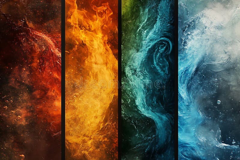 Abstract Four Elements Collage Ai Generator Stock Illustration ...