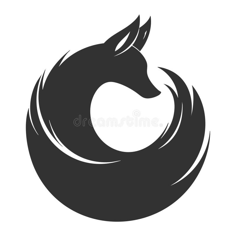 Abstract Fox Silhouette Logo Design with Curled Tail. Stock ...