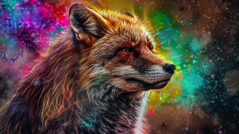 Abstract Fox with Splashes of Paint. Generative AI Stock Footage ...
