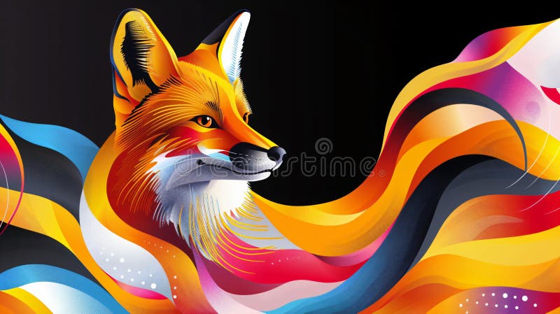 Abstract Fox with Wavy Stripes Stock Illustration - Illustration of ...