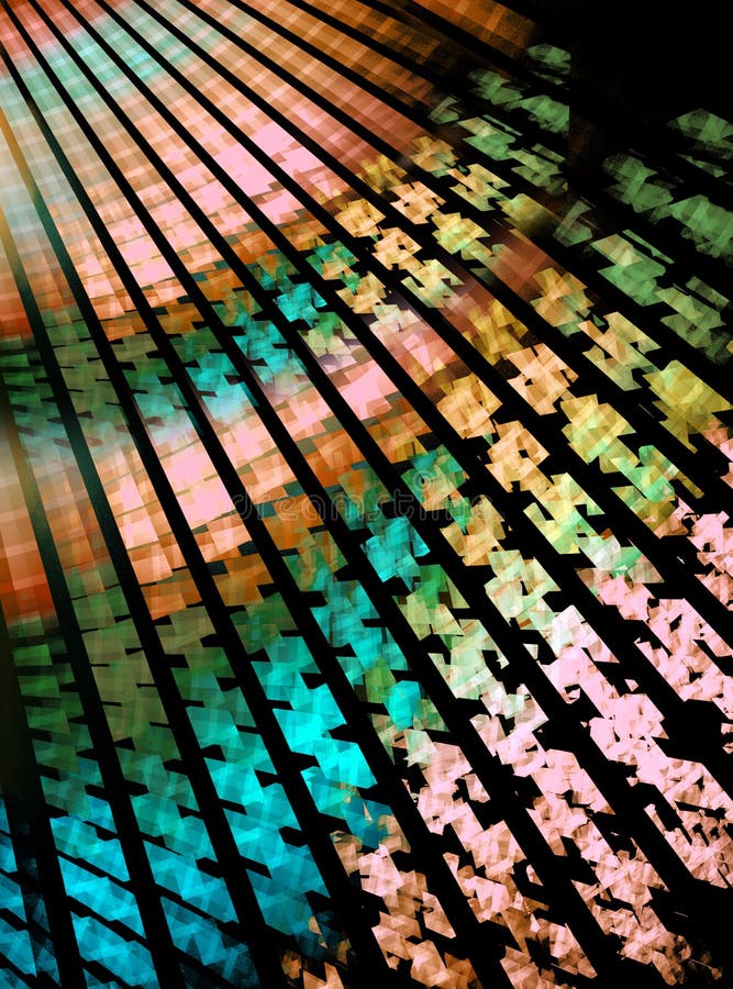 Abstract Fractal Background with Multicolored Patterned Rays, Fanned ...