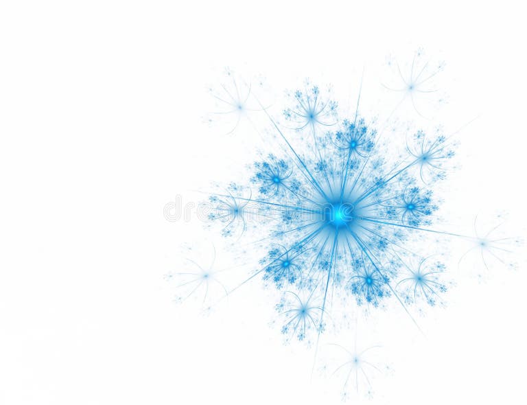 Abstract Fractal Blue Snowflake on White Background Stock Illustration ...