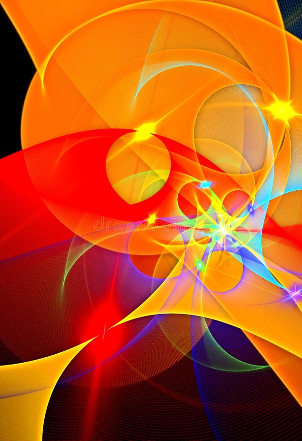 Abstract, Fractal, Computer-generated Image of Multi-colored Geometric ...