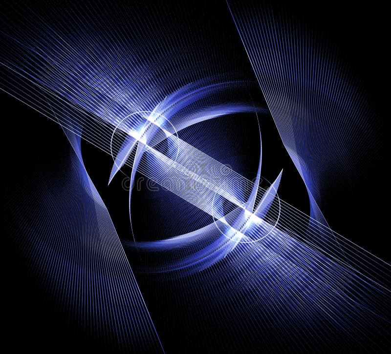 Abstract Fractal Dynamic Background. Blue Striped Planes, Parallel and ...