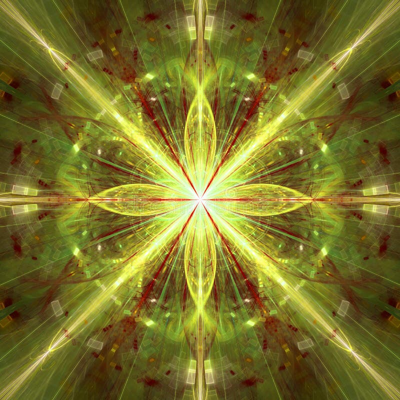 Abstract Fractal Exploding Star Like Flower with Various Decorative ...