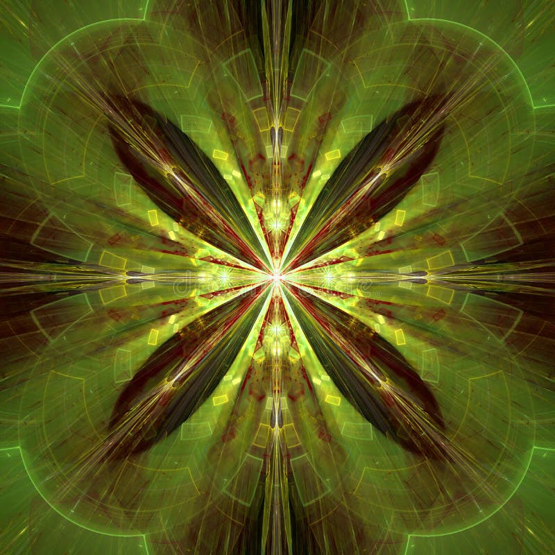 Abstract Fractal Exploding Star Like Flower with Various Decorative ...