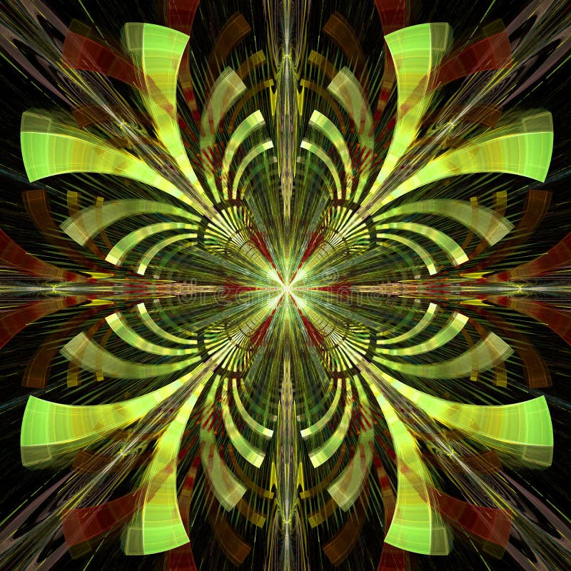 Abstract Fractal Exploding Star Like Flower with Various Decorative ...