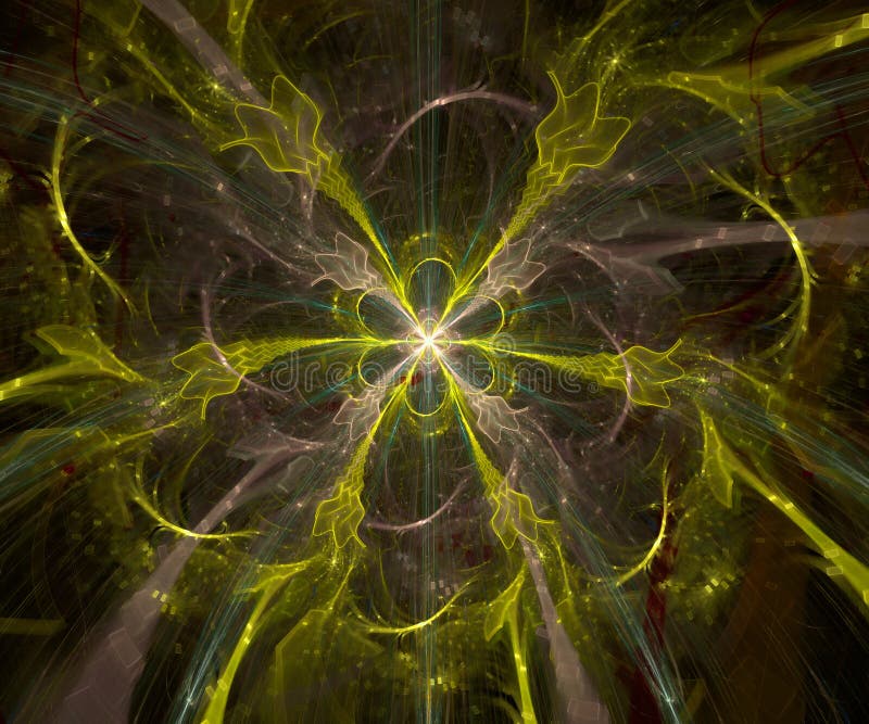 Abstract Fractal Exploding Star Like Flower with Various Decorative ...