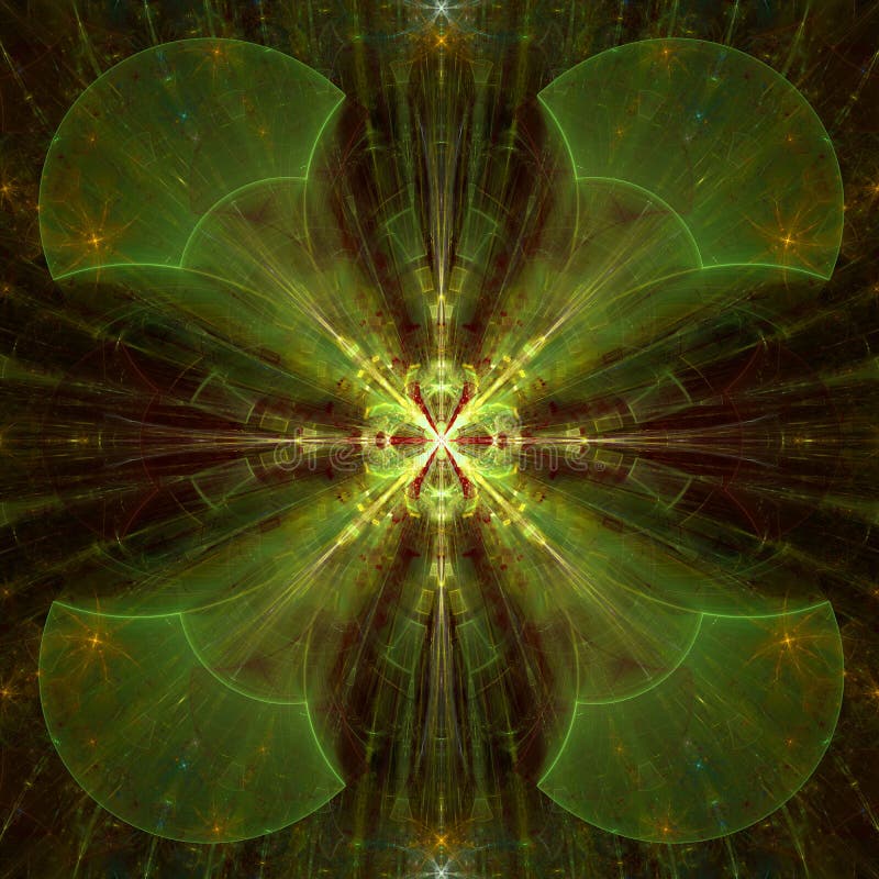 Abstract Fractal Exploding Star Like Flower with Various Decorative ...