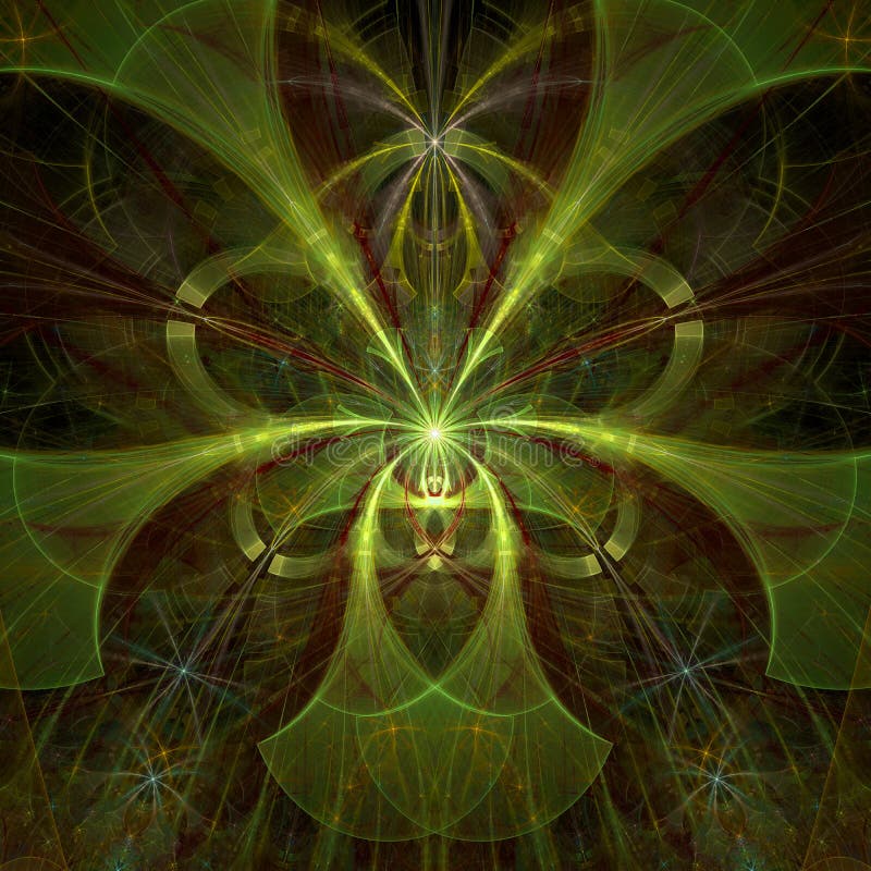 Abstract Fractal Exploding Star Like Flower with Various Decorative ...