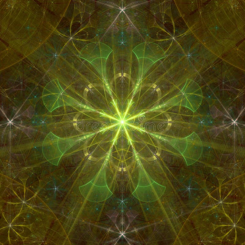 Abstract Fractal Exploding Star Like Flower with Various Decorative ...