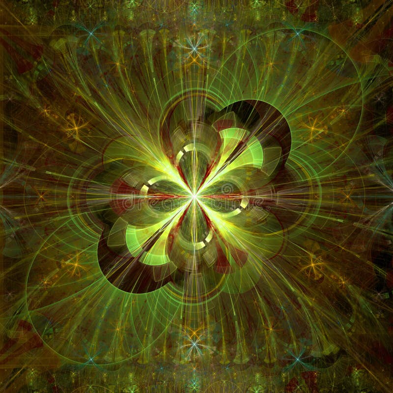 Abstract Fractal Exploding Star Like Flower with Various Decorative ...