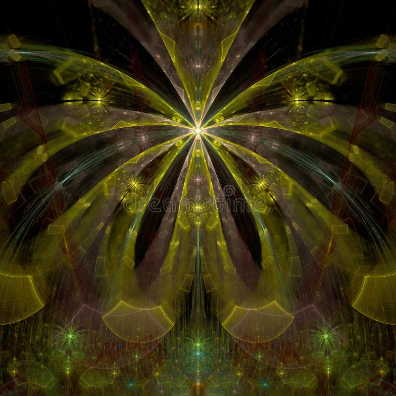 Abstract Fractal Exploding Star Like Flower with Various Decorative ...