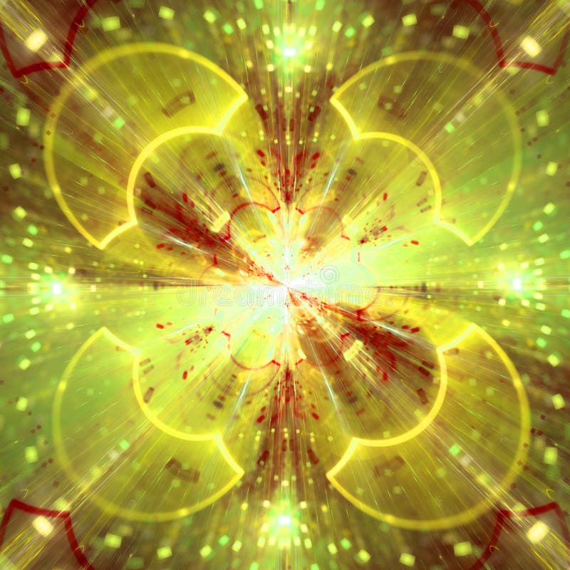 Abstract Fractal Exploding Star Like Flower with Various Decorative ...