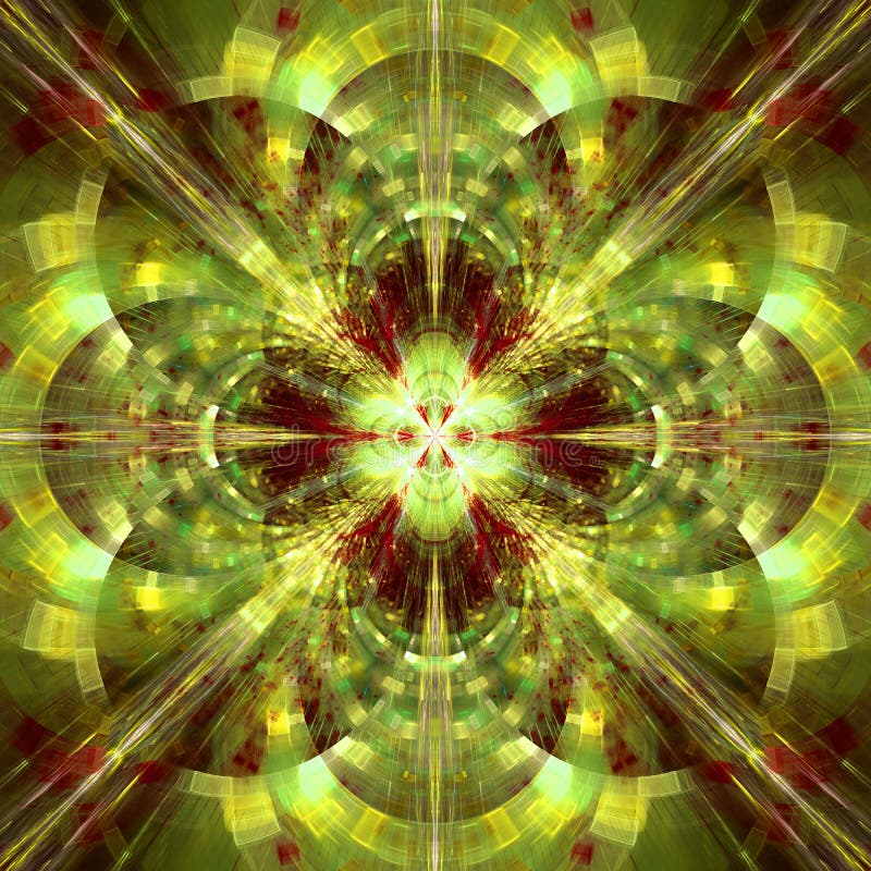 Abstract Fractal Exploding Star Like Flower with Various Decorative ...