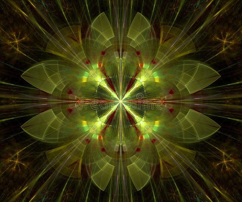 Abstract Fractal Exploding Star Like Flower with Various Decorative ...