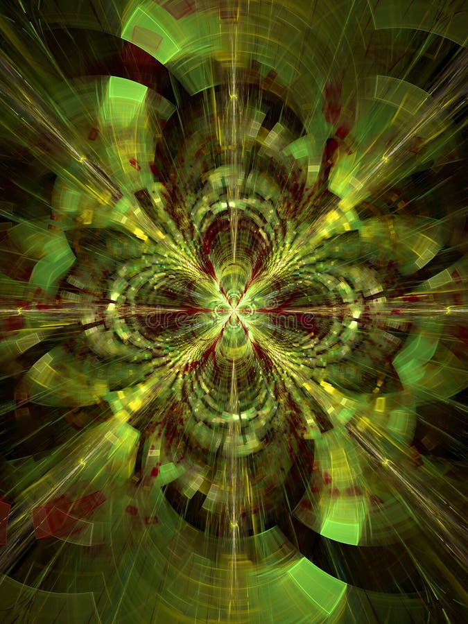Abstract Fractal Exploding Star Like Flower with Various Decorative ...