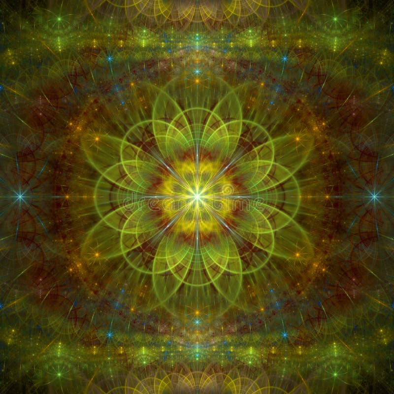 Abstract Fractal Exploding Star Like Flower with Various Decorative ...