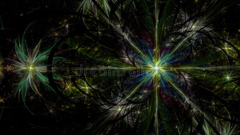 Abstract Fractal Exploding Star Like Flower with Various Decorative ...